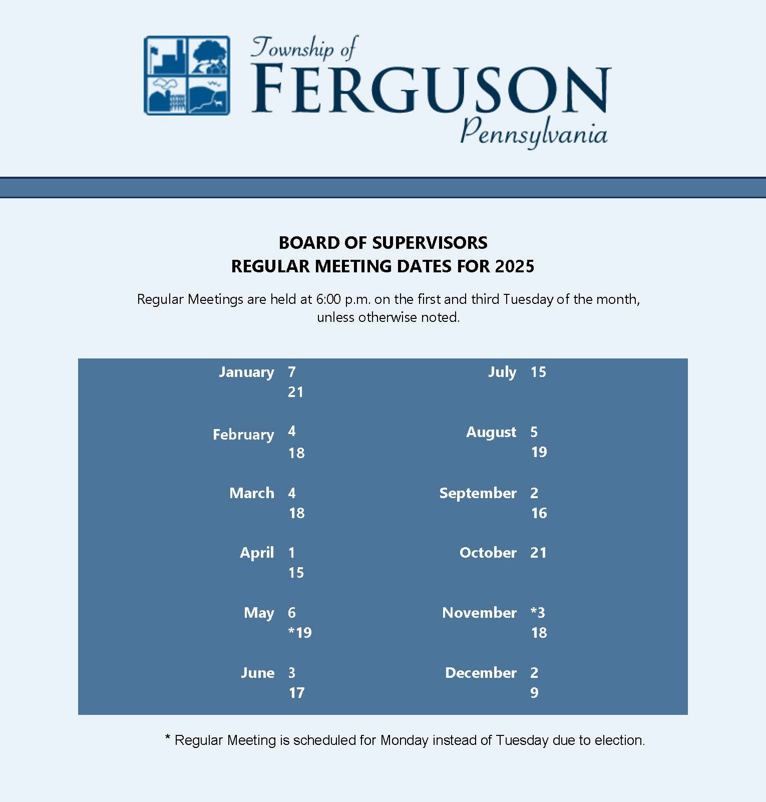 New 6:00pm Start Time for 2025 Board of Supervisors Regular Meetings ...